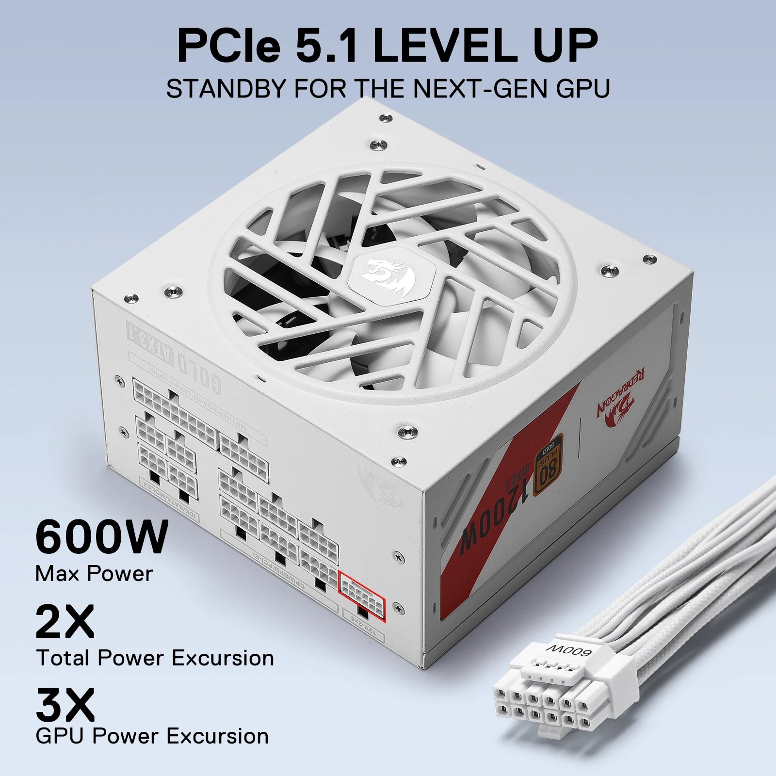 Redragon RGMS-1200W PRO 80+ Gold 1200 Watt w/Upgraded ATX 3.1 & PCIe 5. ...